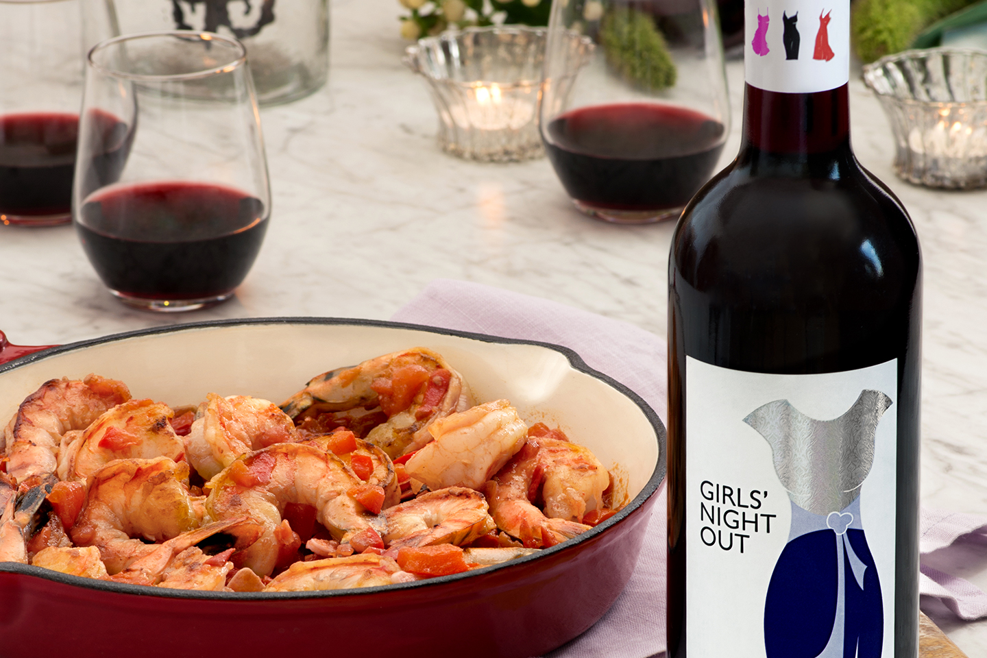 Sizzling Shrimp Skillet – Girls' Night Out Wines